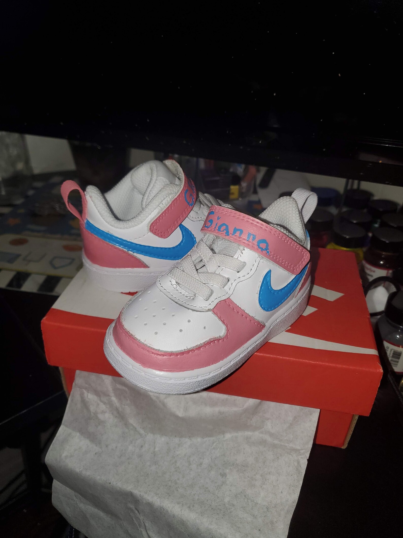 Custom hand painted Nike Court Borough Low Pink and Blue | Etsy Custom hand painted Nike Court Borough Low Pink and Blue | Etsy