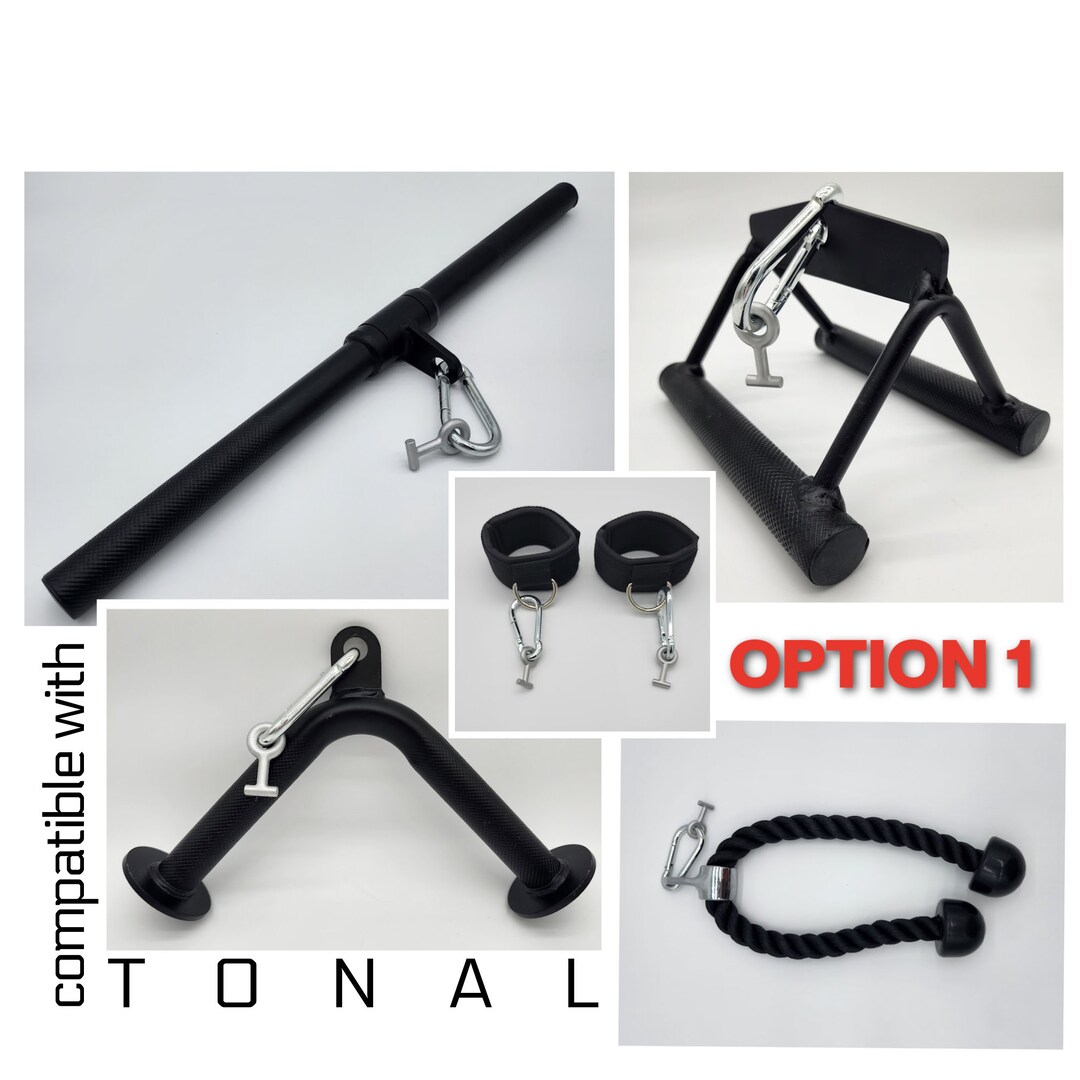 Tonal Compatible Workout Accessories Set: Steel Bars, Ankle Straps, Ab ...