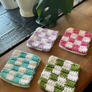 Crochet Checkered Coaster Set - Etsy