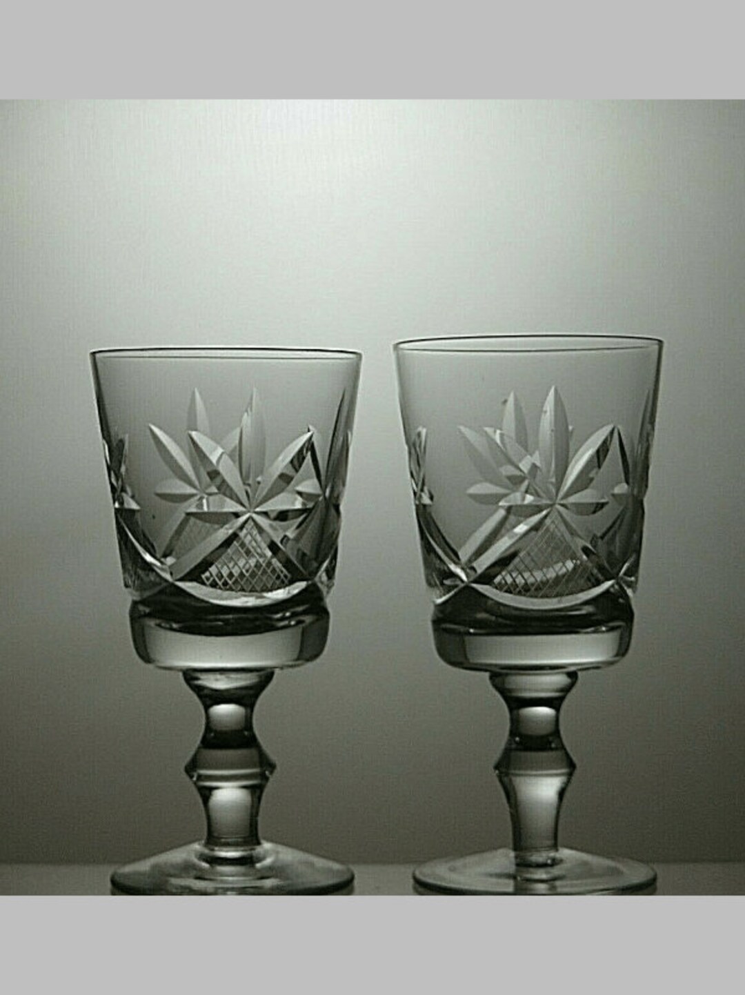 Lead Crystal Cut Glass Set of 2 Wine Glasses 5 1/4 34D - Etsy