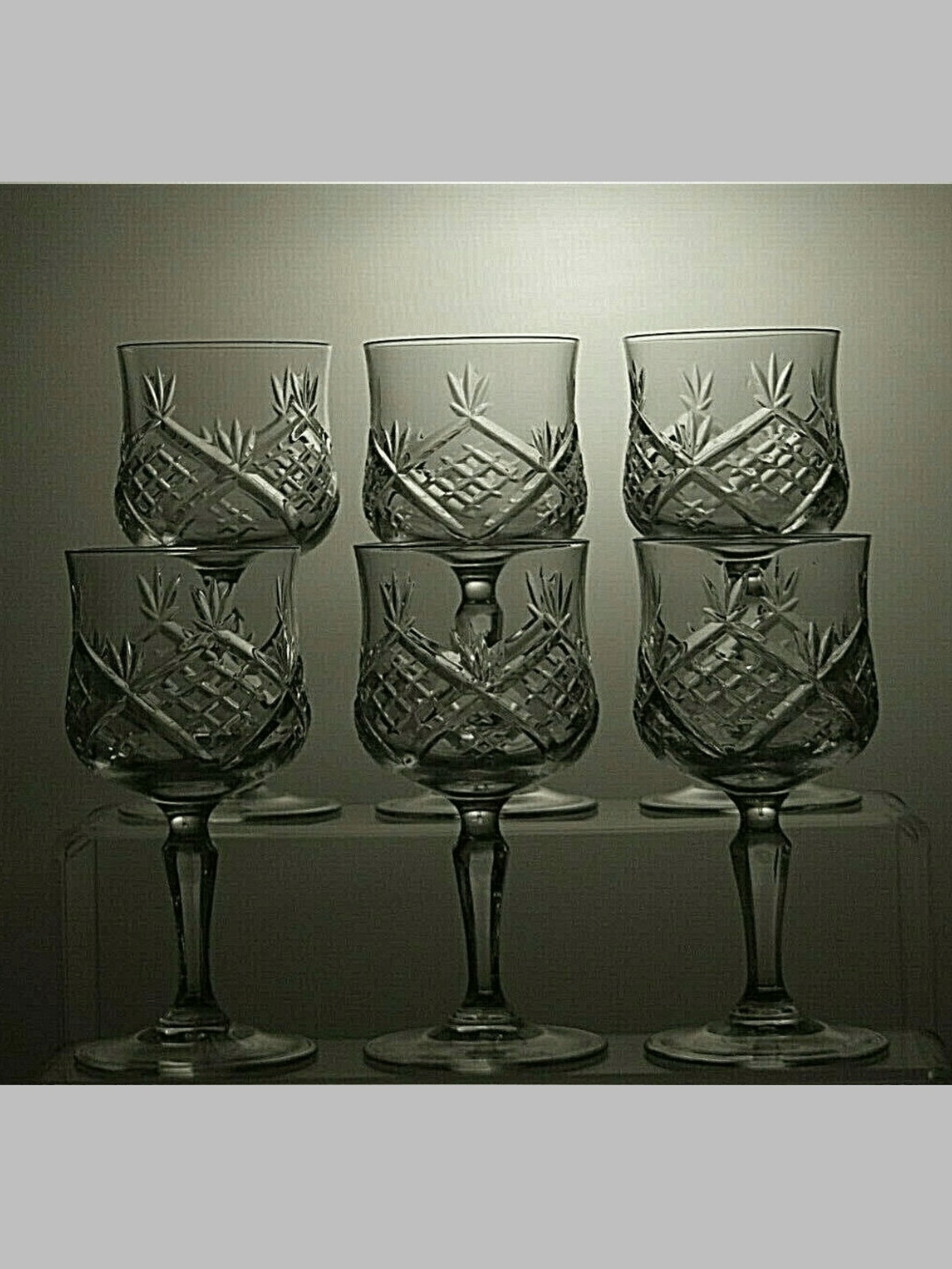 Lead Crystal Cut Glass Small Set of 6 Wine Glasses 5 - Etsy
