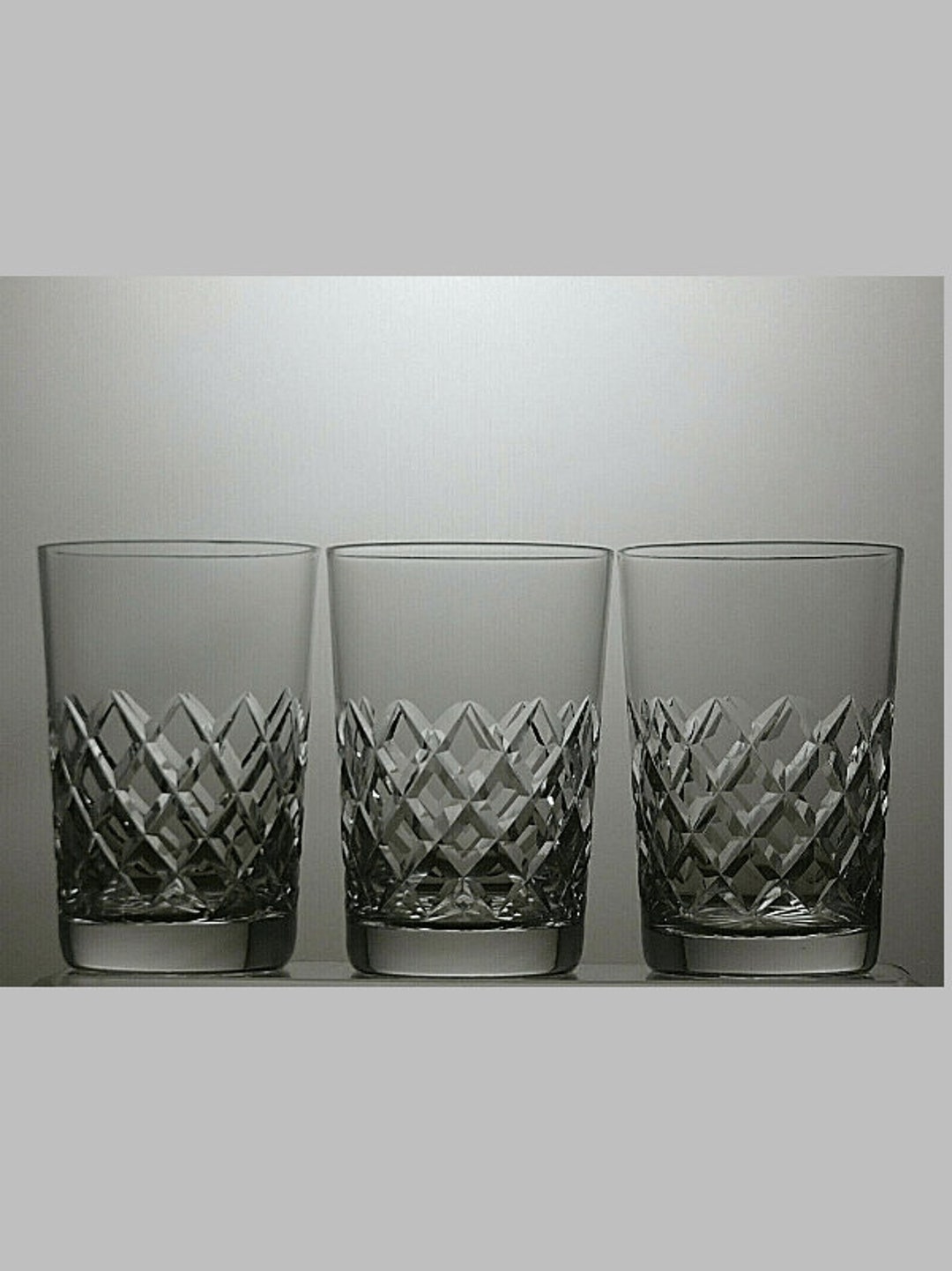 Thomas Webb Crystal dennis Diamonds Cut Glass Set of 3 Whisky Tumblers ...