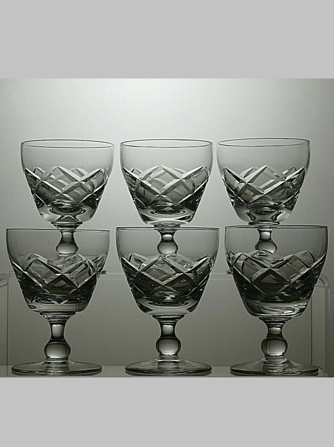 Royal Brierley Crystal Cut Glass Set of 6 Sherry or Small Wine Glasses ...