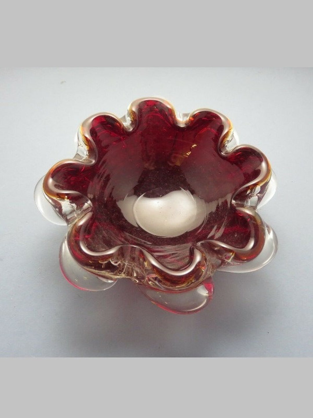 Vintage Ruby Red and Clear Heavy Bowl 2 1/4 23D - Etsy