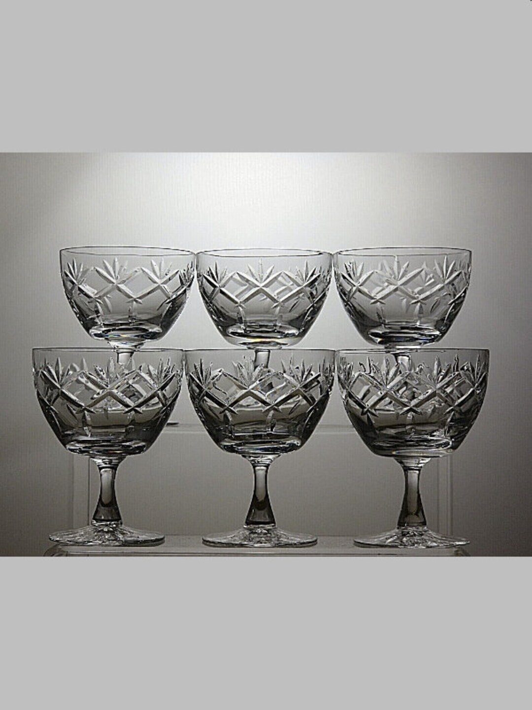 Webb Corbett Crystal prince Charles Cut Set of 6 Champagne/tall Sherbet ...