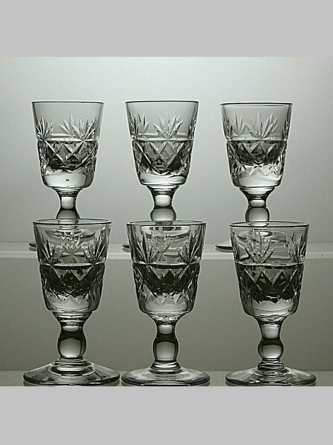 Royal Brierley Crystal Cut bruce Cut Liqueur Cordial Set of 6 Glasses 3 ...