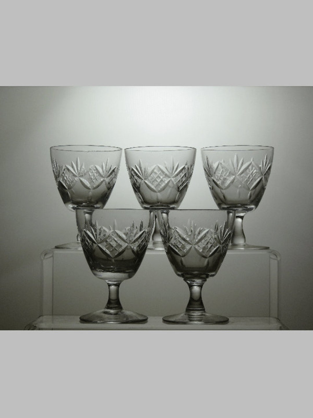 Webb Corbett Crystal Cut Glass Set of 5 Wine Glasses 3 7/8 24D - Etsy