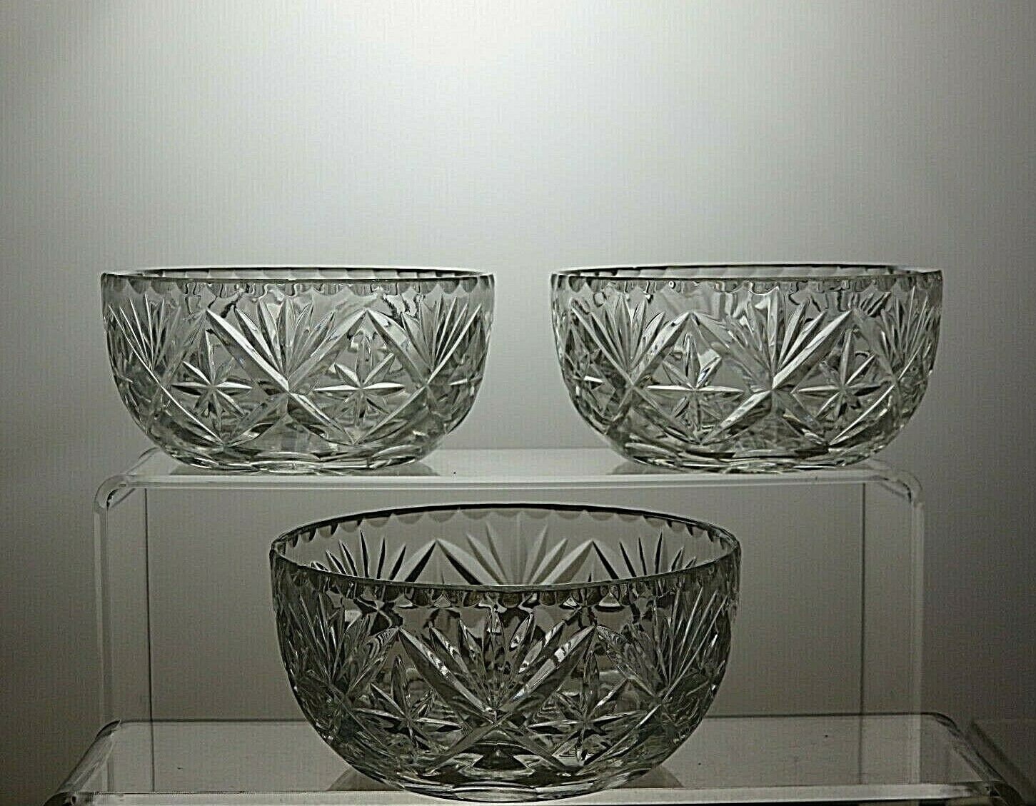 Georgian Crystal chatsworth Cut Glass Set of 3 Serving Finger Bowls 2 1 ...