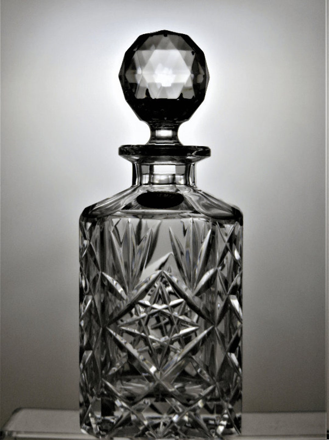 Bohemia Crystal hobstar Cut Glass Decanter With Stopper 10 15B - Etsy
