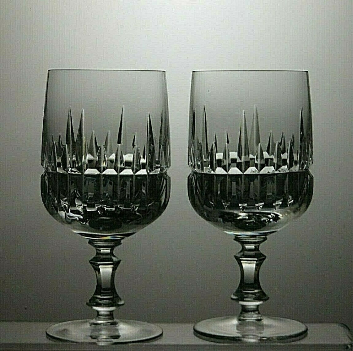 Lead Crystal Clear Set Of 2 Wine Glasses 6 44a Etsy