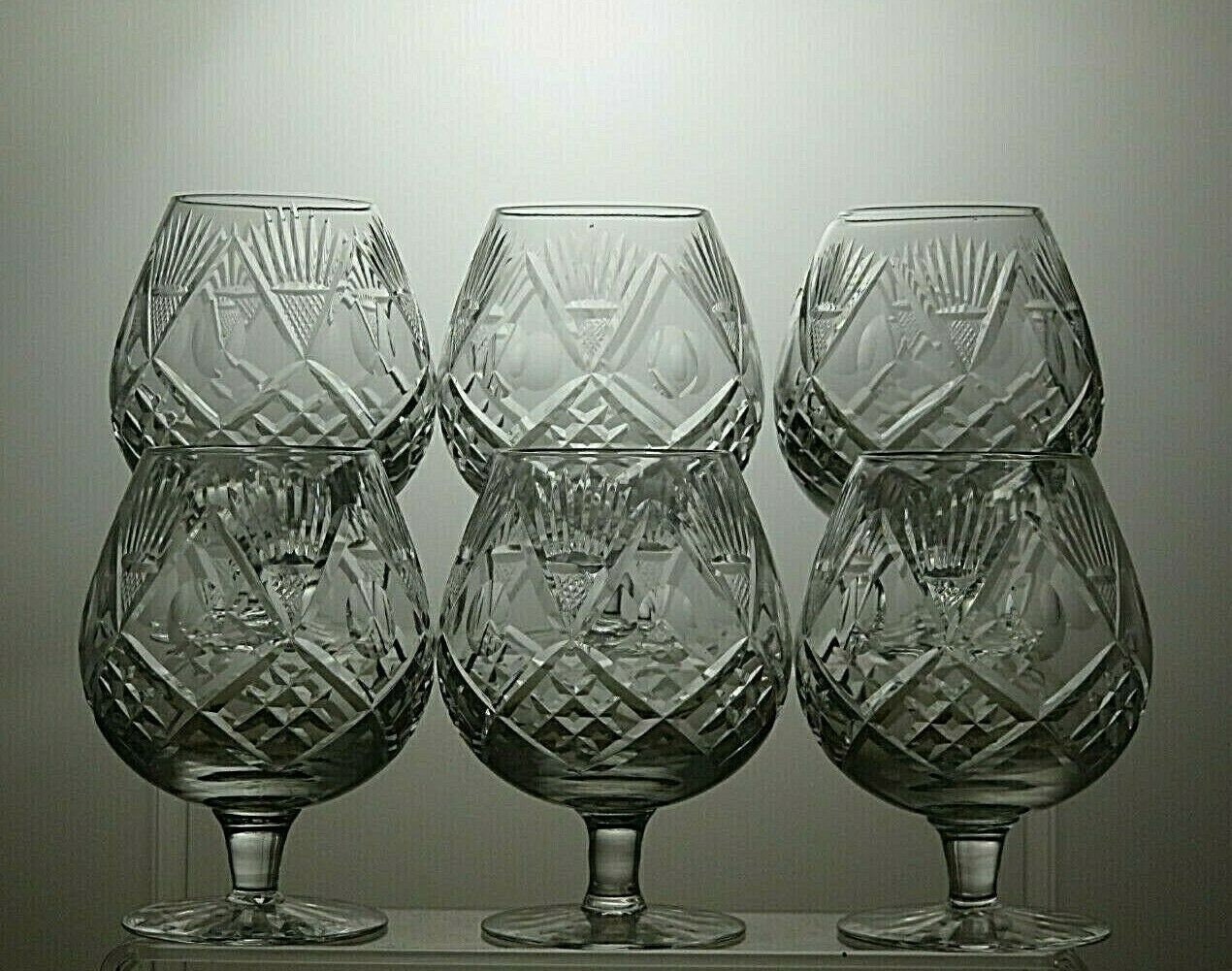 Lead Crystal Cut Glass Small Brandy Set Of 5 Glasses 4 14-32C Art ...