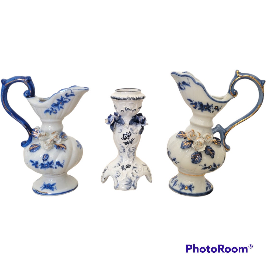 Vintage LEGO Porcelain Decorative Set of Two Pitchers and a Candle ...