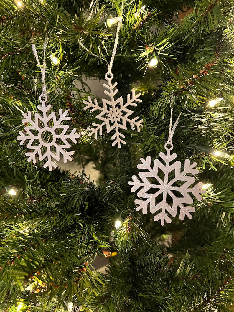 Snowflake Ornament Set Wooden Snowflakes Wooden Ornament Set - Etsy