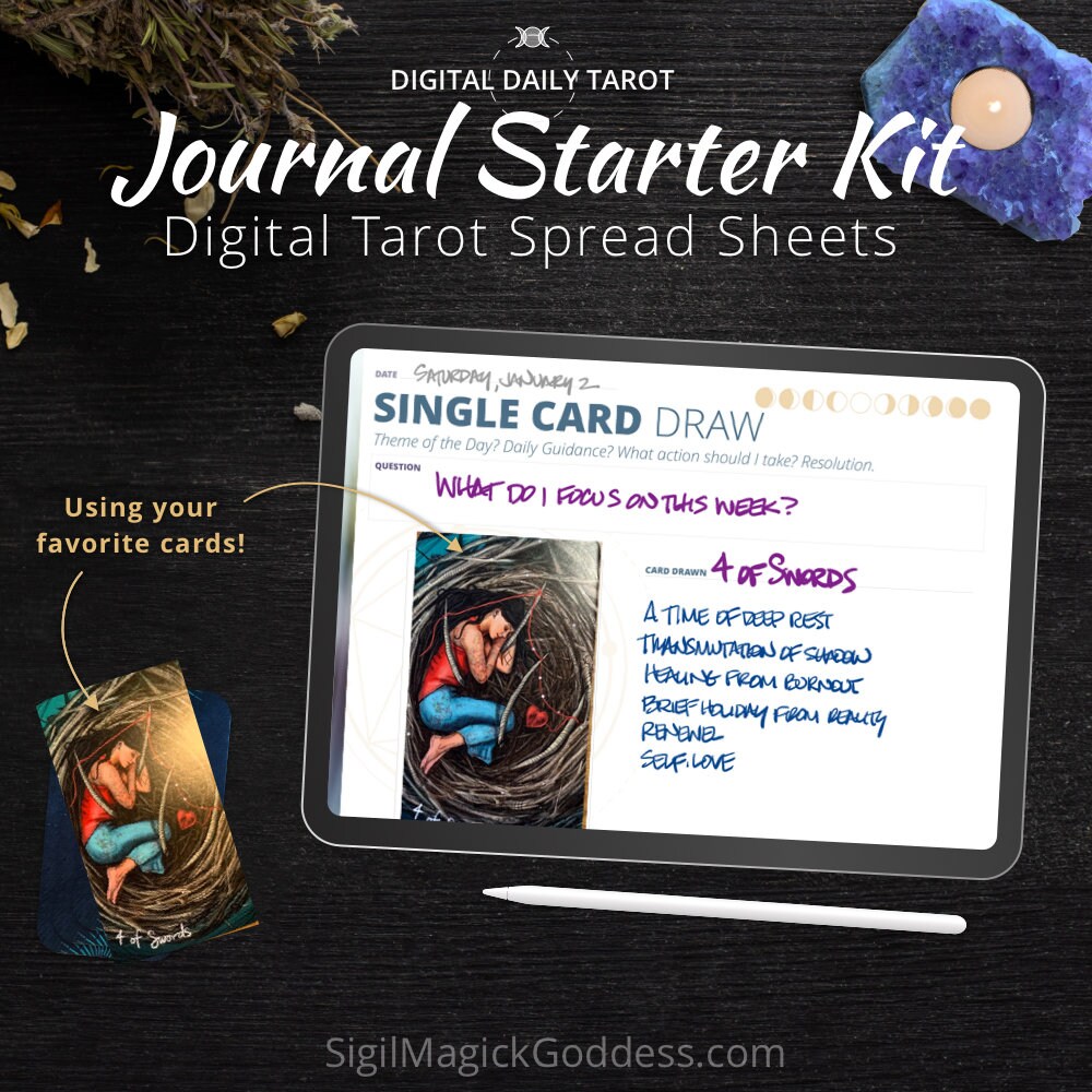 Starter Kit Digital Daily Reading Tarot Journal Printable Workbook to ...