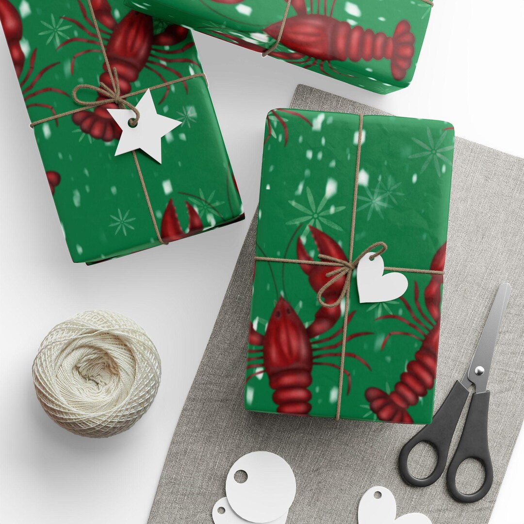 Cajun Christmas Wrapping Paper - Crawfish Boil Gift Wrap, Creole ...