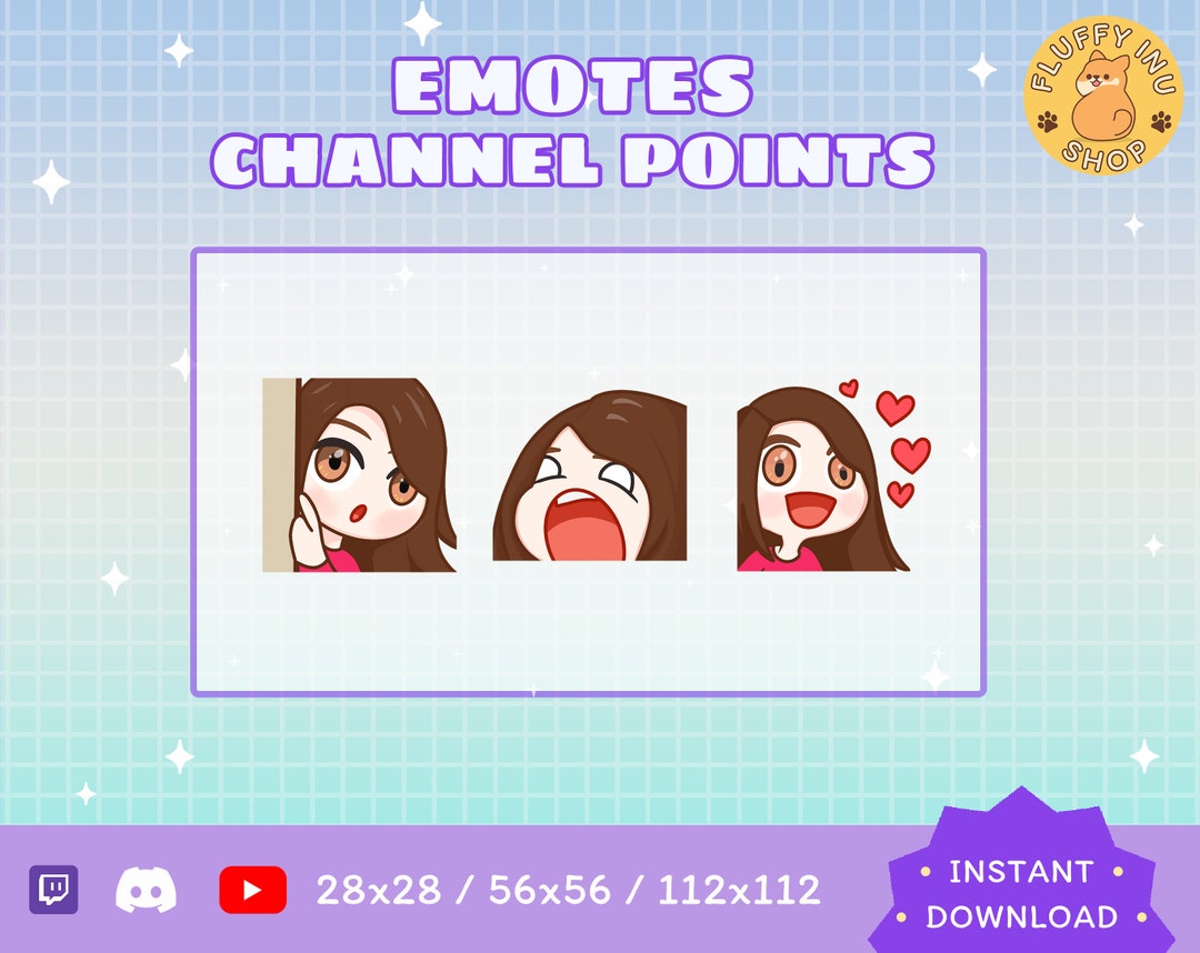 Chibi Girl Twitch Emotes Pack / Lurk / Scared / Senpai / Twitch Emote ...
