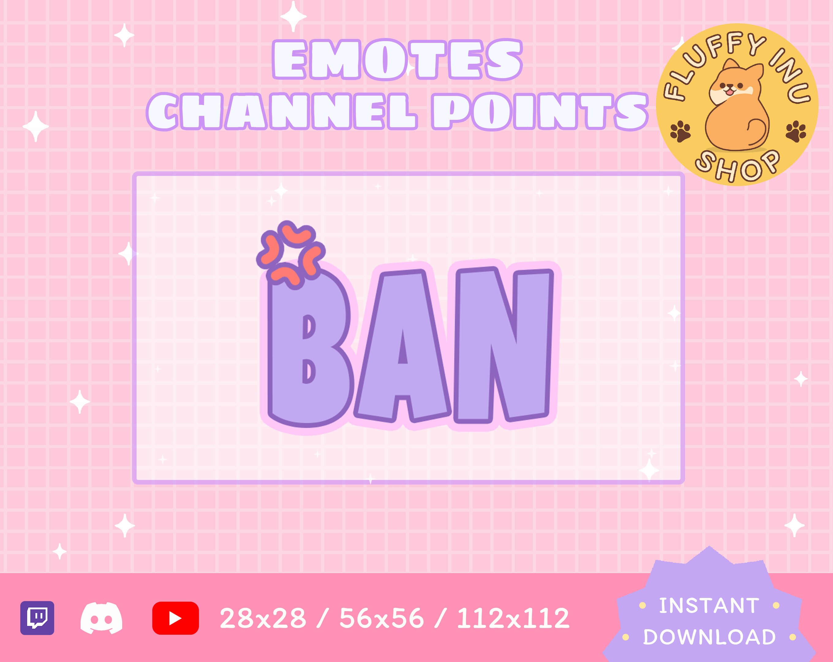 Twitch BAN Emote / BAN / Pastel / Kawaii / Streamer / Streamer Graphics ...