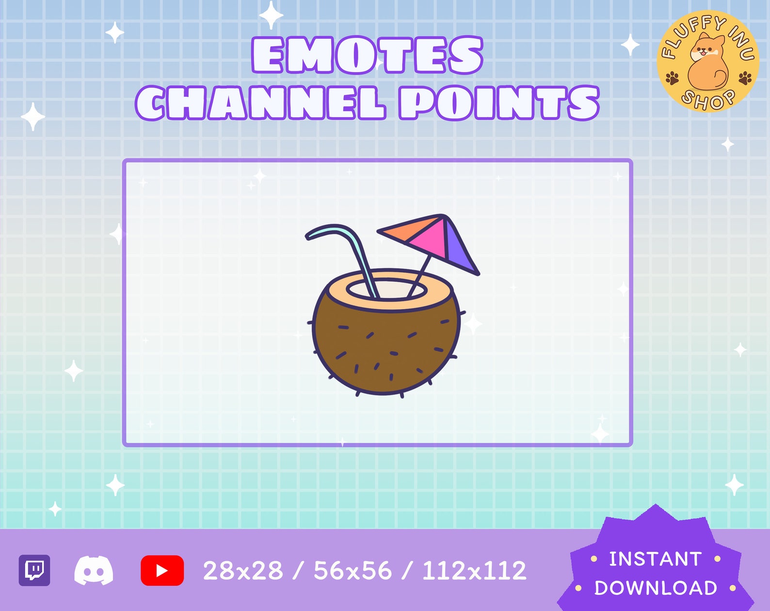 Coconut Cocktail Twitch Emote / Twitch Emote / Kawaii / Streamer ...