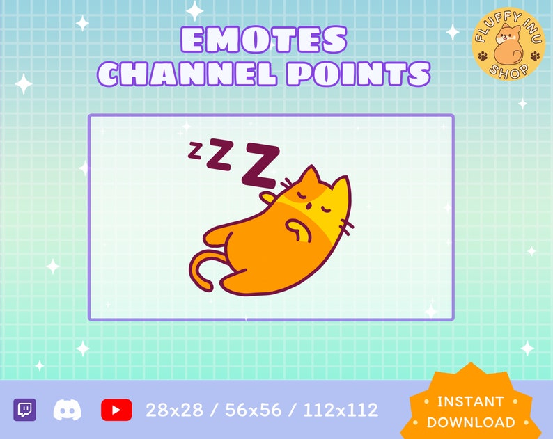 Twitch Sleeping Cat Emote / Cat / Kawaii / Streamer / Streamer Graphics ...