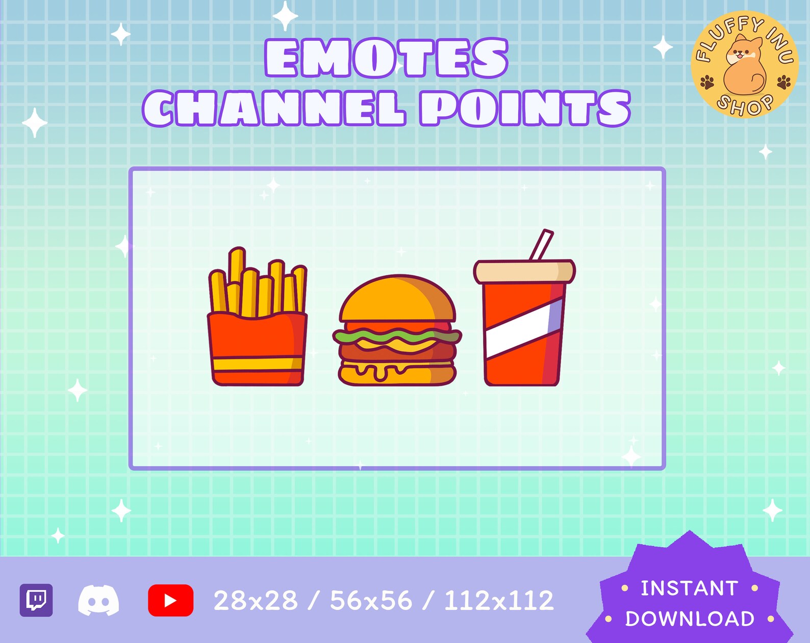 Fast Food Twitch Emote / Hamburger / Potato Fries / Drink / - Etsy
