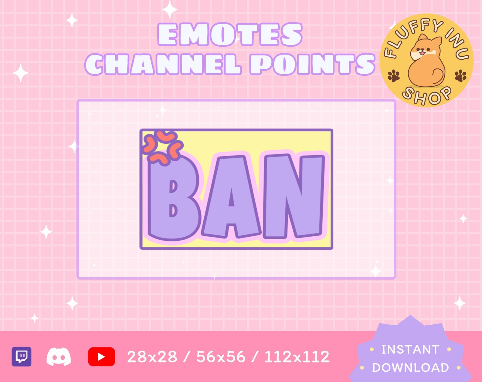 Twitch BAN Emote / BAN / Pastel / Kawaii / Streamer / Streamer Graphics ...
