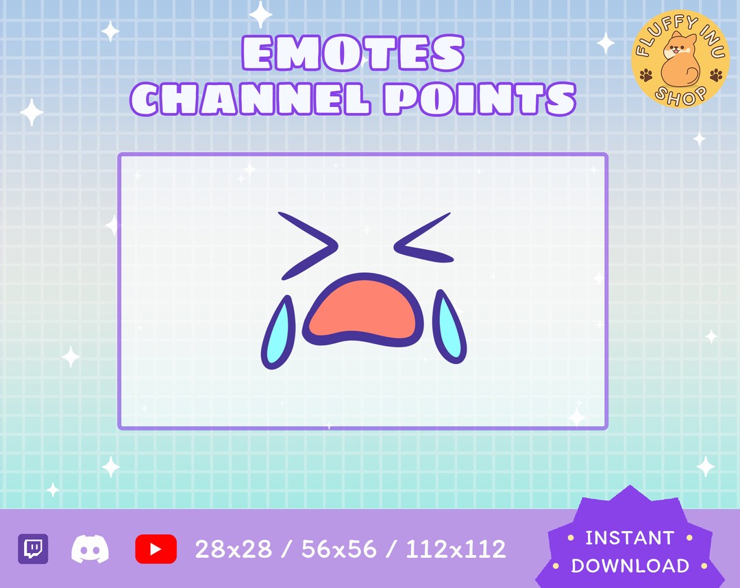 Crying Face Twitch Emote / Twitch Emote / Kawaii / Streamer / Streamer ...