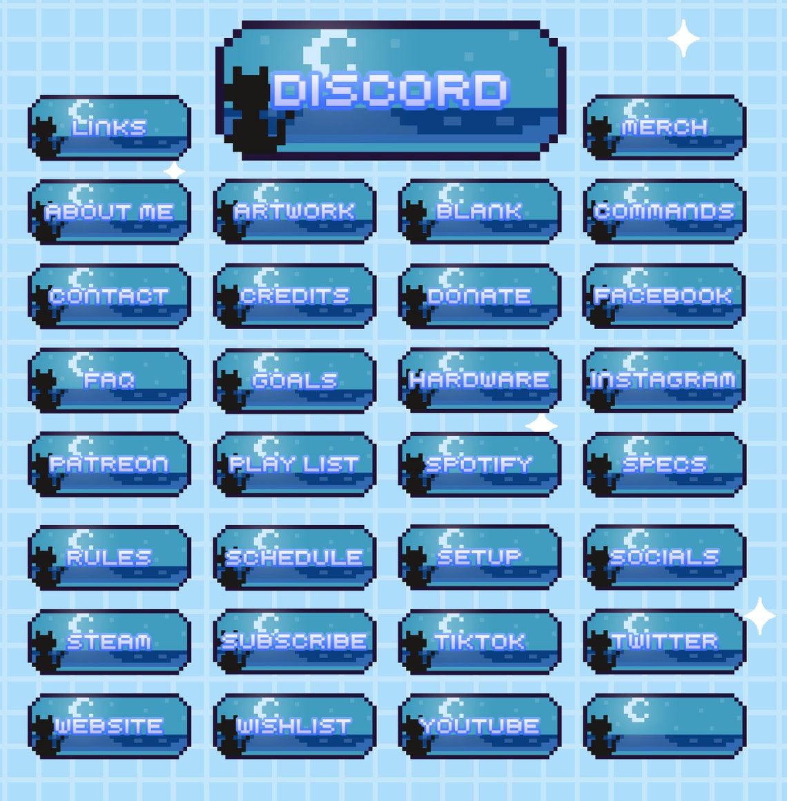 30x Twitch Pixel Art Panels / Aesthetic / Kawaii / Streamer / Cat / Sea ...