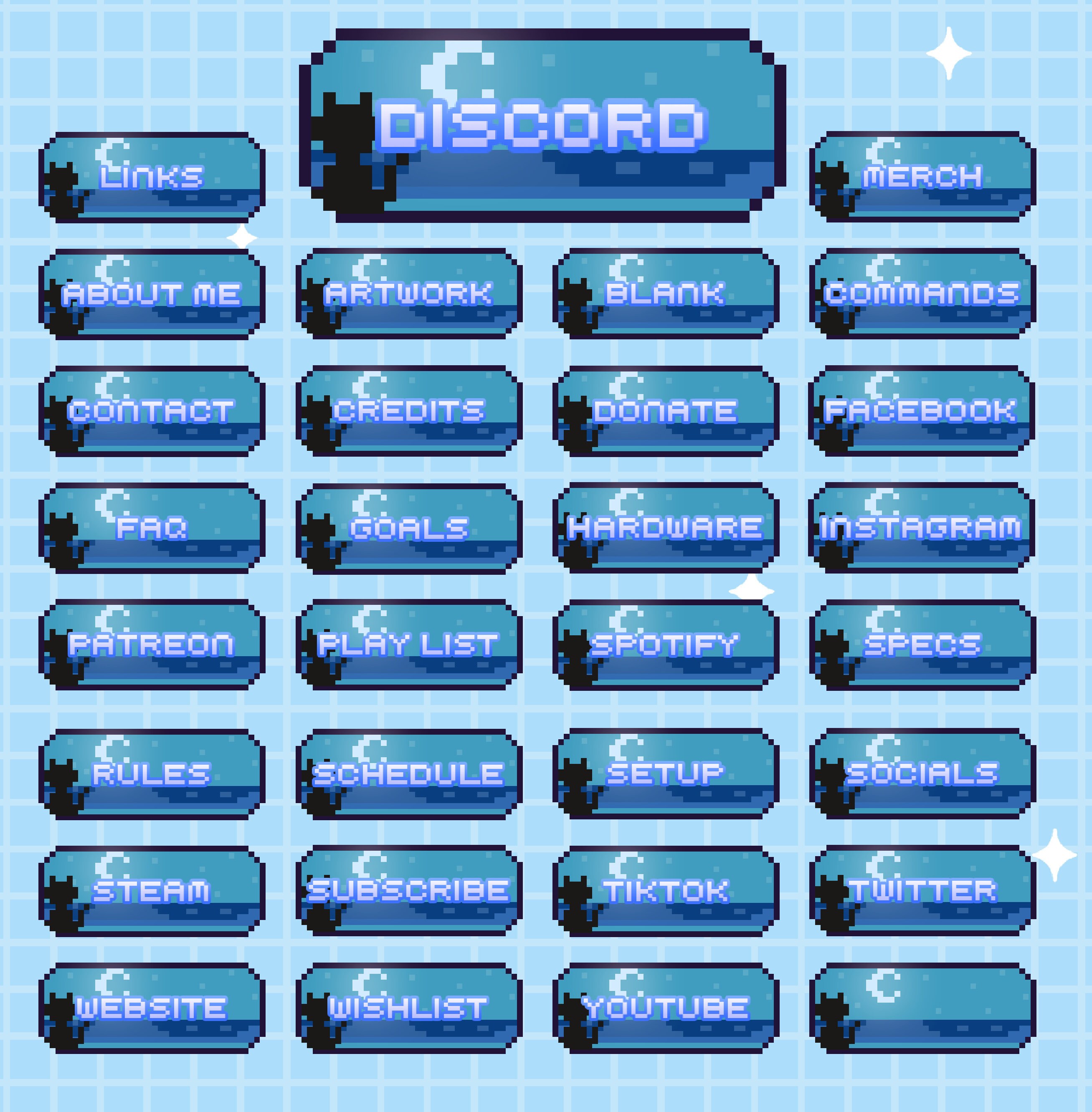 30x Twitch Pixel Art Panels / Aesthetic / Kawaii / Streamer / Cat / Sea ...