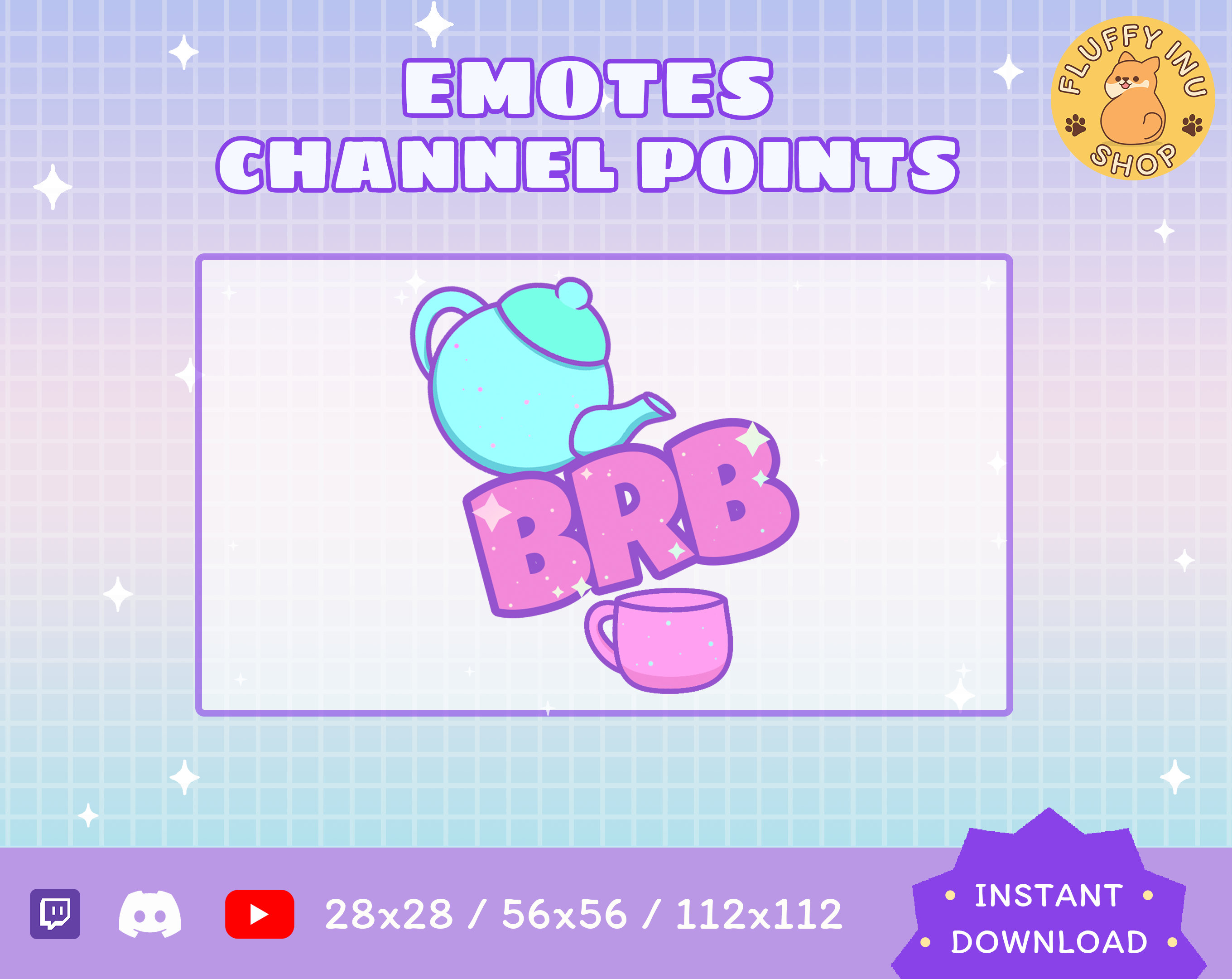 Twitch BRB Emote / BRB Emote / Tea Time Emote / Cute Emote / Kawaii ...