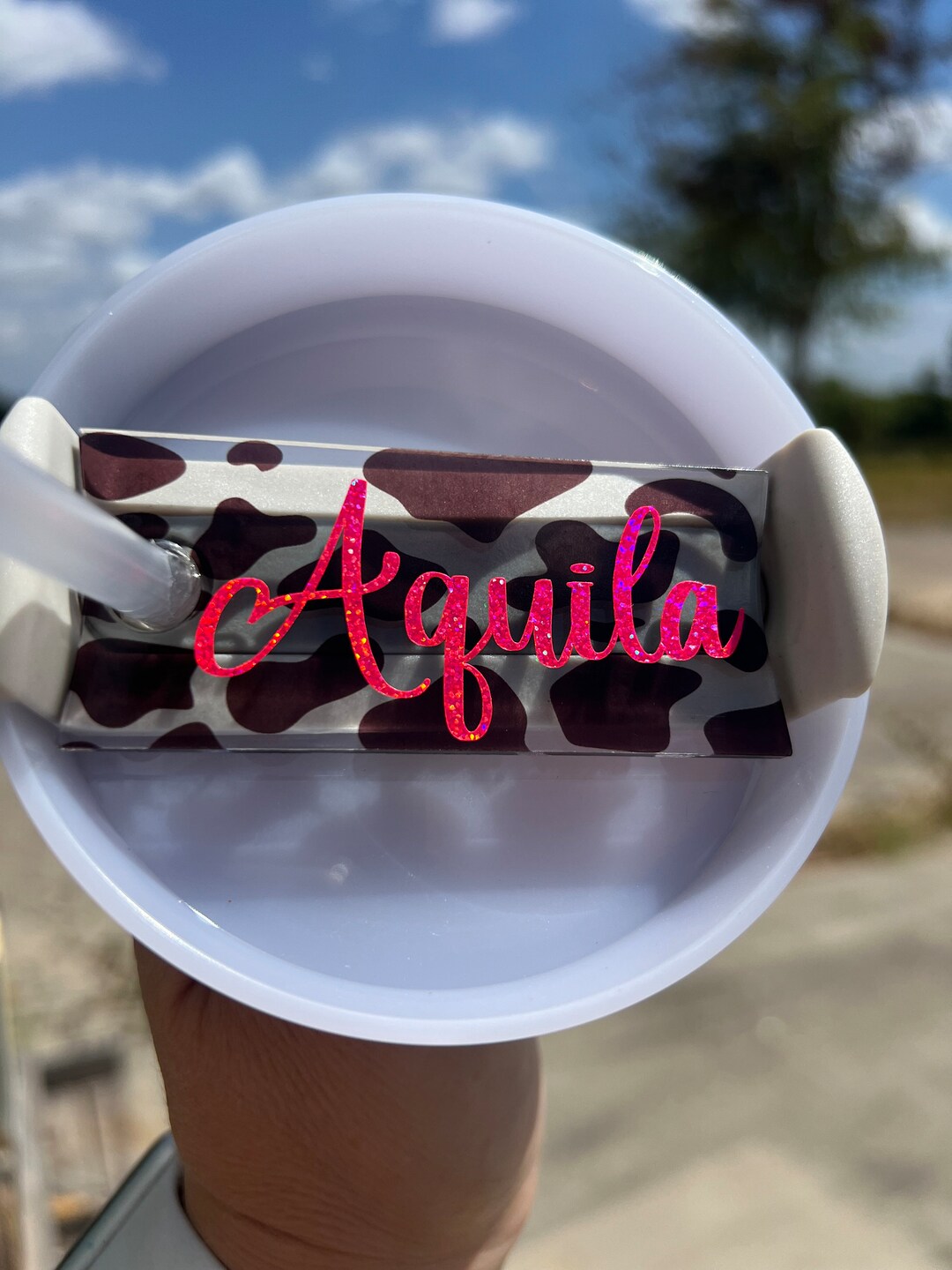 Cup Name Plate Tag Clear Cow Print Acrylic Accessories - Etsy