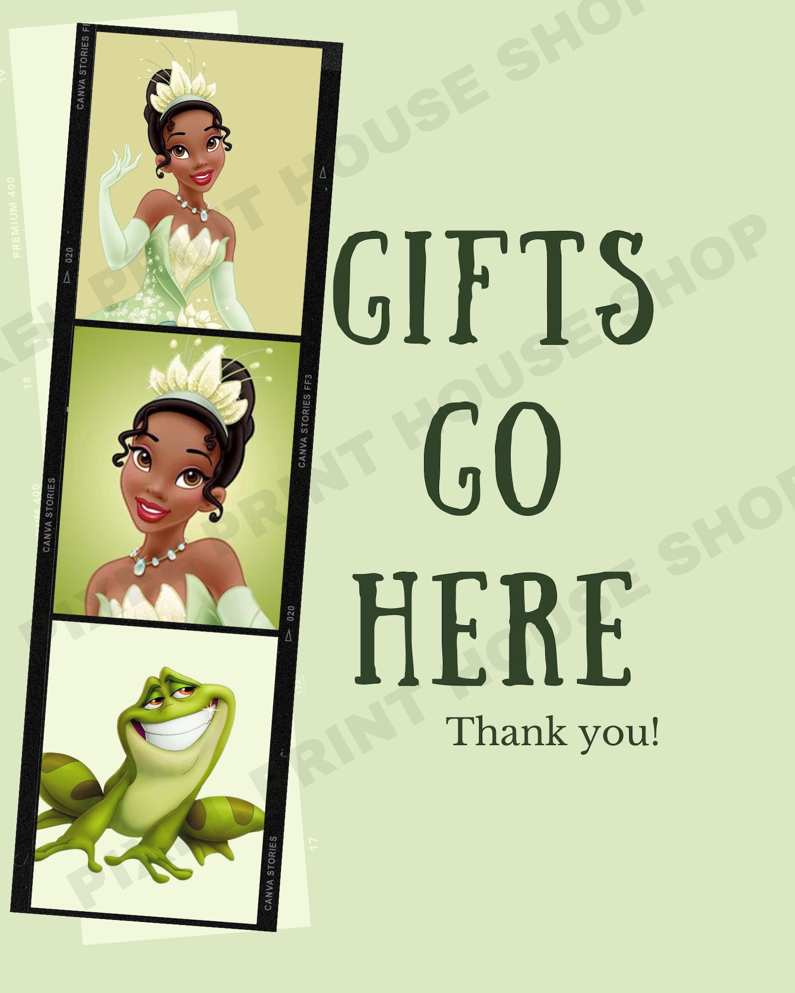 Baby Tiana Favors Sign, Baby Tiana Please Take One Sign, the Princess ...