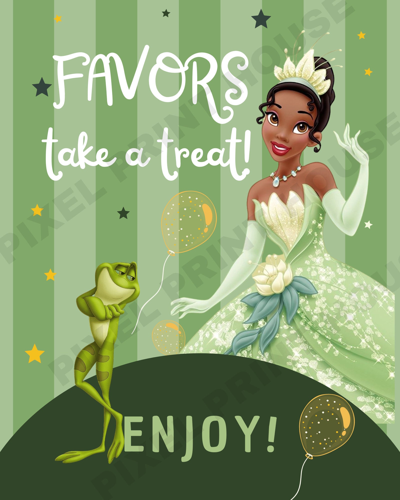 Baby Tiana Favors Sign, Baby Tiana Please Take One Sign, the Princess ...