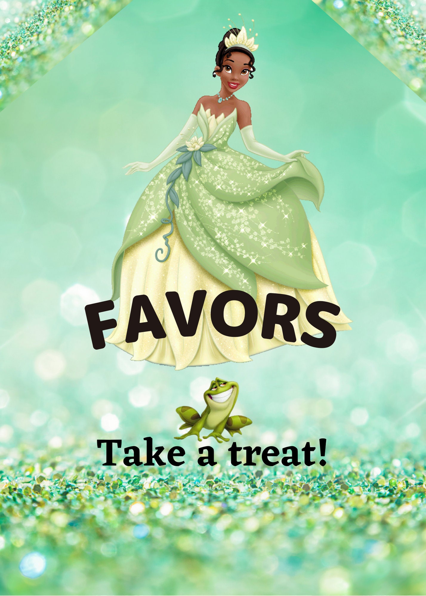 Princess Tiana Favors Sign, Please Take a Favor, Sweet Treats Sign ...