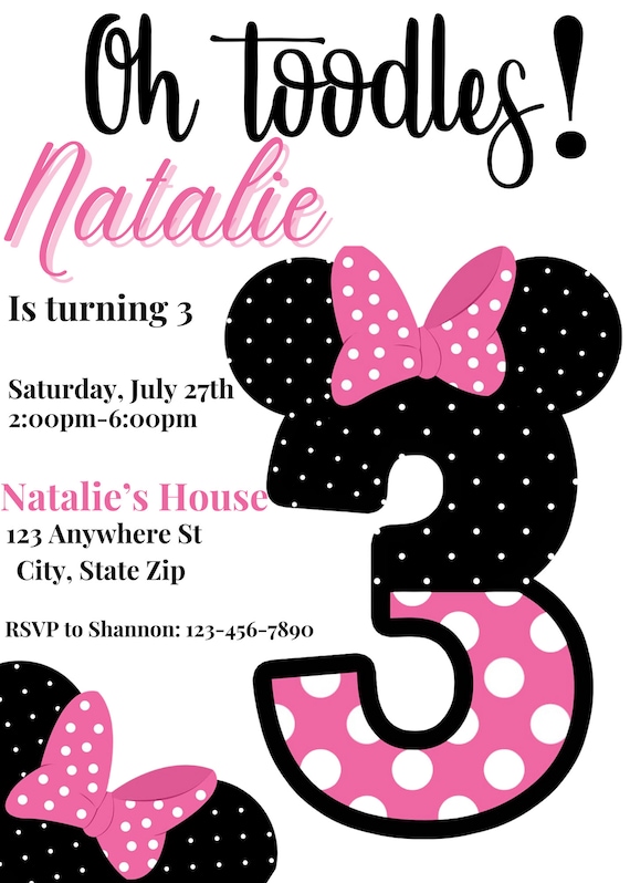 Minnie Mouse 3rd Birthday Invitations