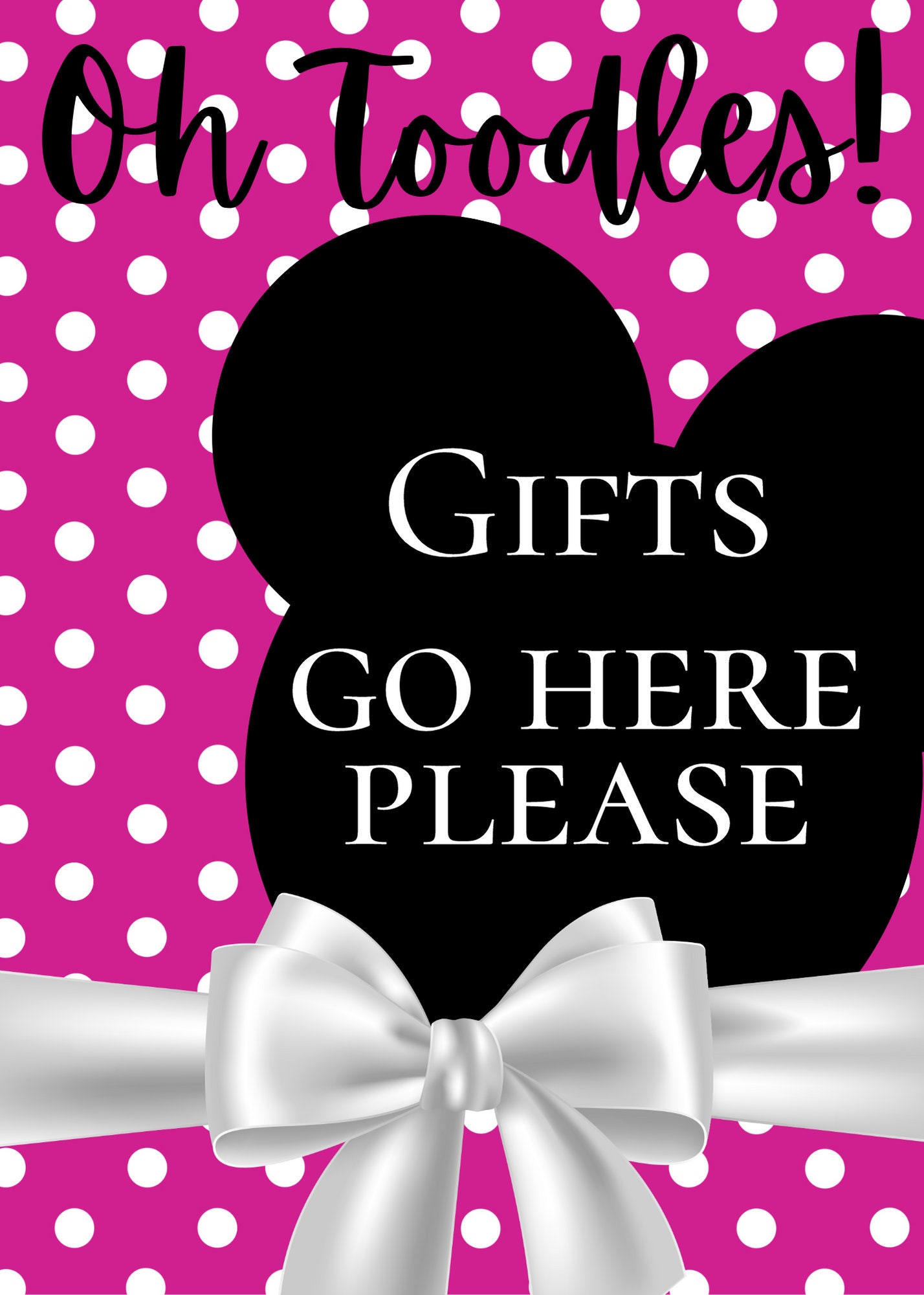 Minnie Mouse Favors Sign, Minnie Mouse Please Take One Sign, Gifts Go ...