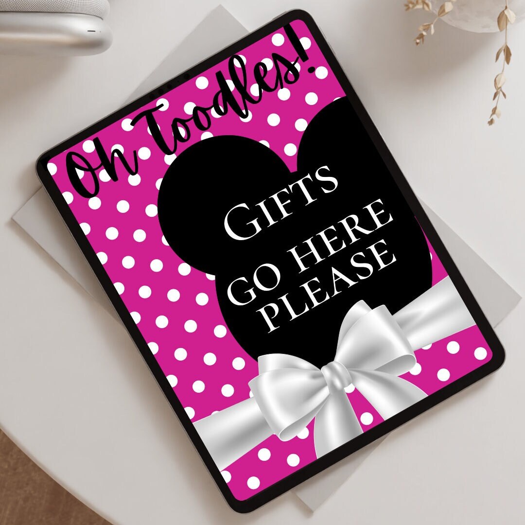 Minnie Mouse Favors Sign, Minnie Mouse Please Take One Sign, Gifts Go ...