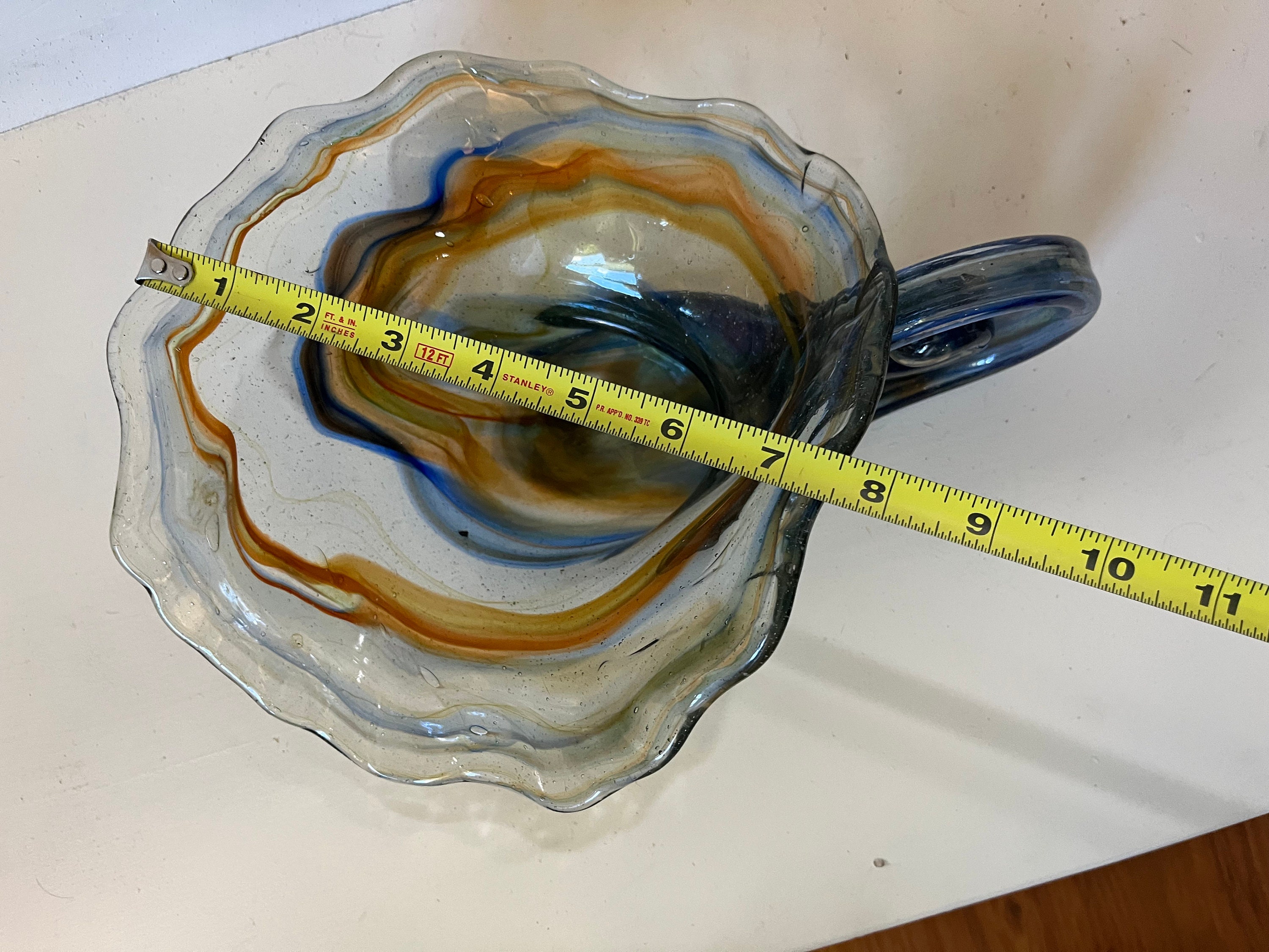 Vintage Glass Cornucopia Blue Amber Swirl - Etsy