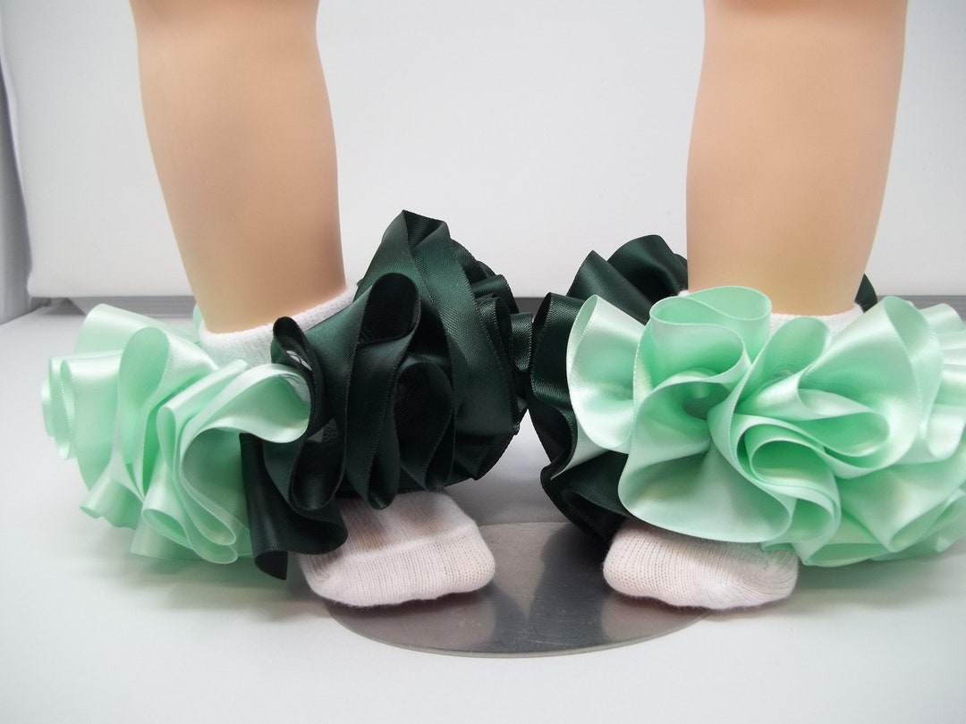 Girls Hunter Green and Mint Green Ruffle Tutu Socks/infant Ruffle Socks ...