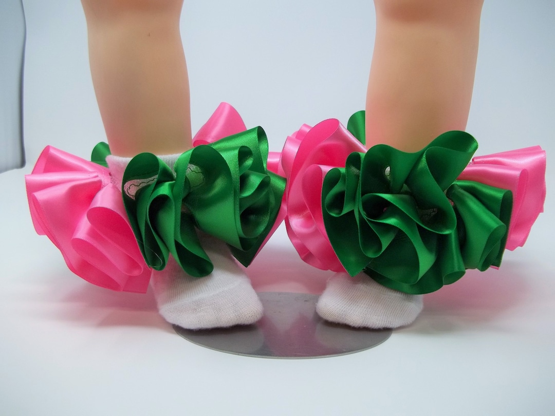 Girls Hot Pink and Green Ruffle Tutu Socks/toddler Ruffle Socks. Tutu ...