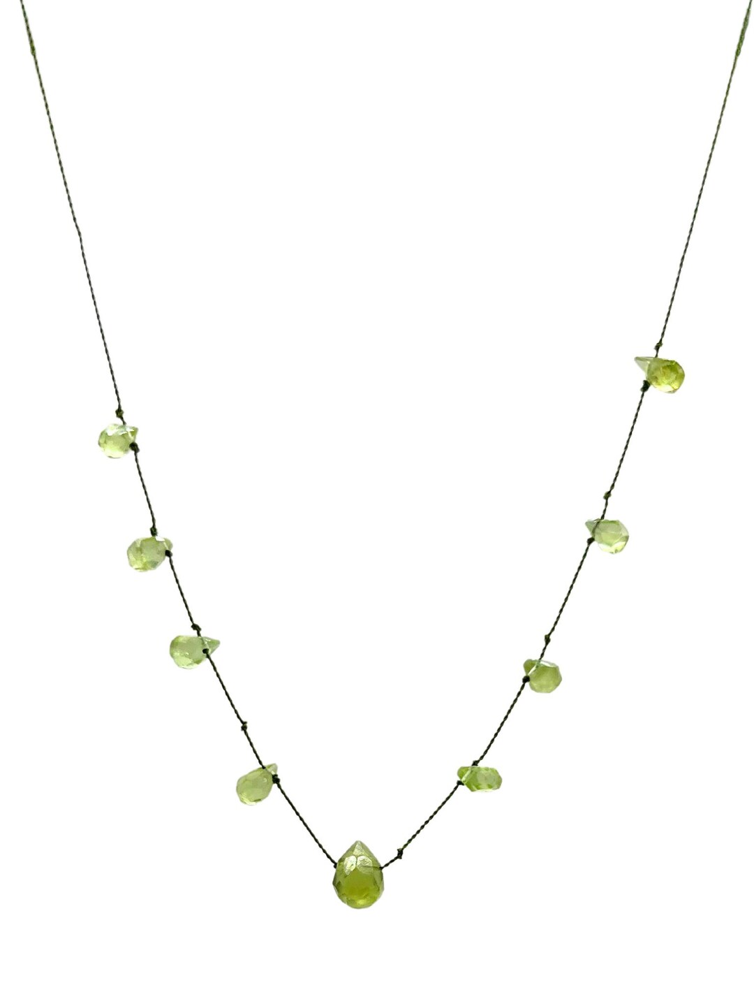Peridot Teardrops on Hand Wrapped on Green Silk - Etsy