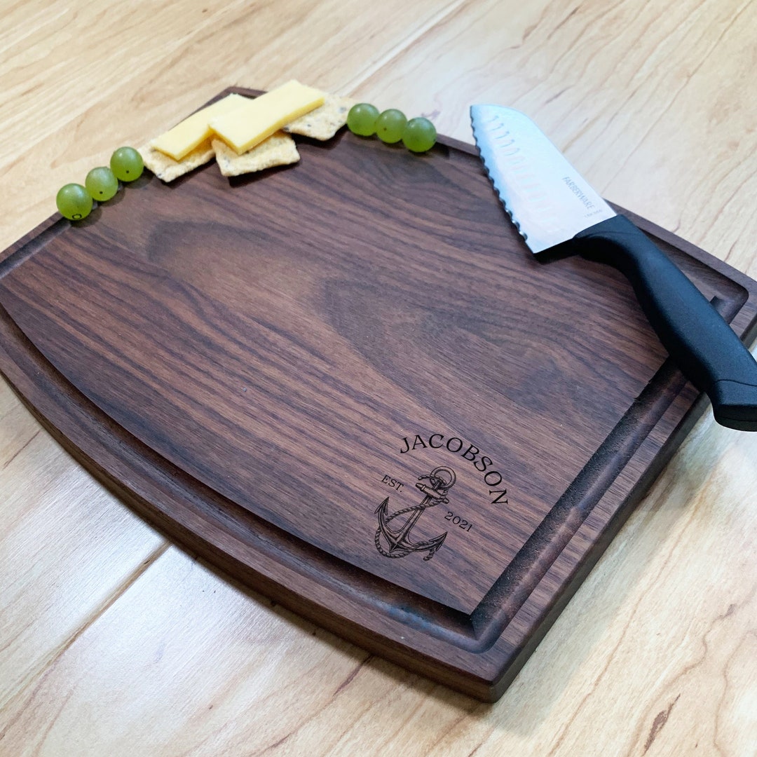 Personalized Anchor Cutting Board. Housewarming Gift. Walnut Maple ...