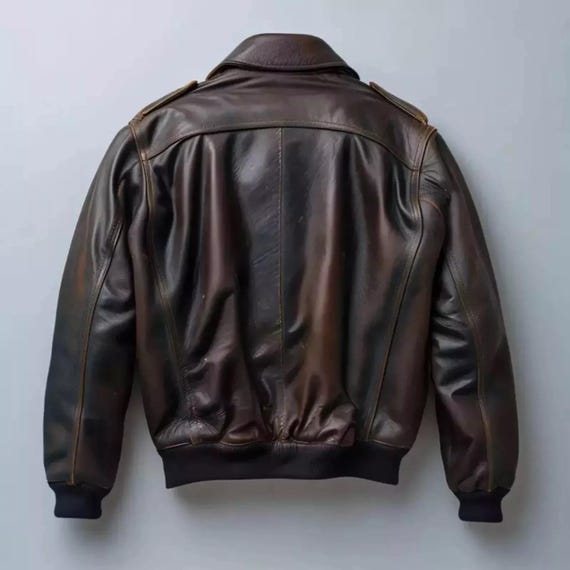 Rare Men's Distressed Brown Leather Jacket | Handmade… - Gem