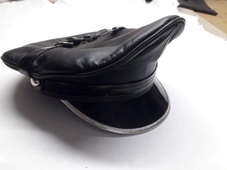 Muir Cap in Genuine Soft Leather/ Black Color Army Muir Cap/ Officer's ...