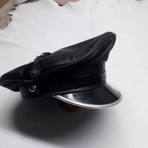 Muir Cap in Genuine Soft Leather/ Black Color Army Muir Cap/ Officer's ...