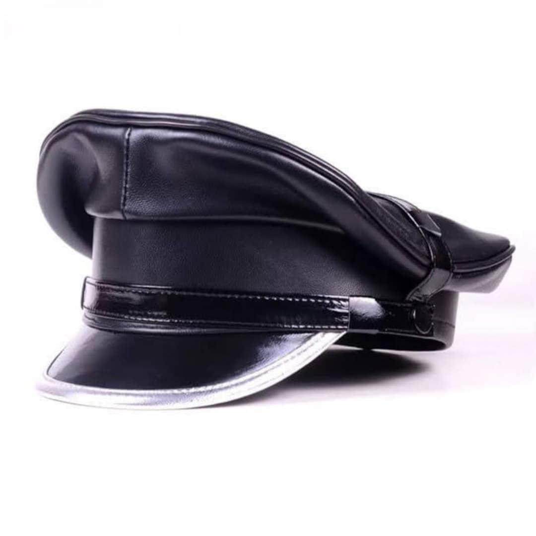 Handmade Black Lambskin Leather Muir Cap: Adjustable Officer's Hat - Etsy