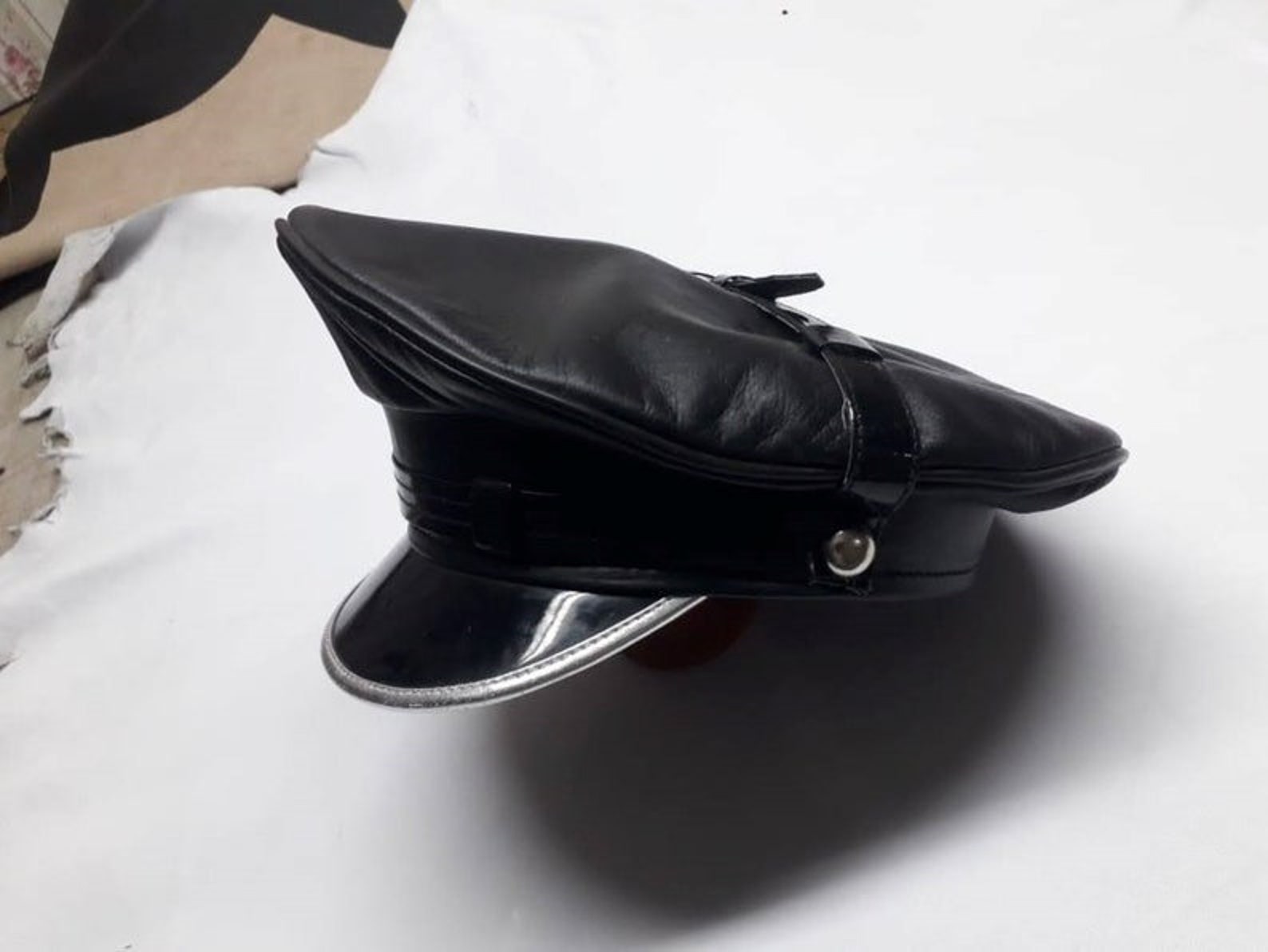 Muir Cap in Genuine Soft Leather/ Black Color Army Muir Cap/ Officer's ...