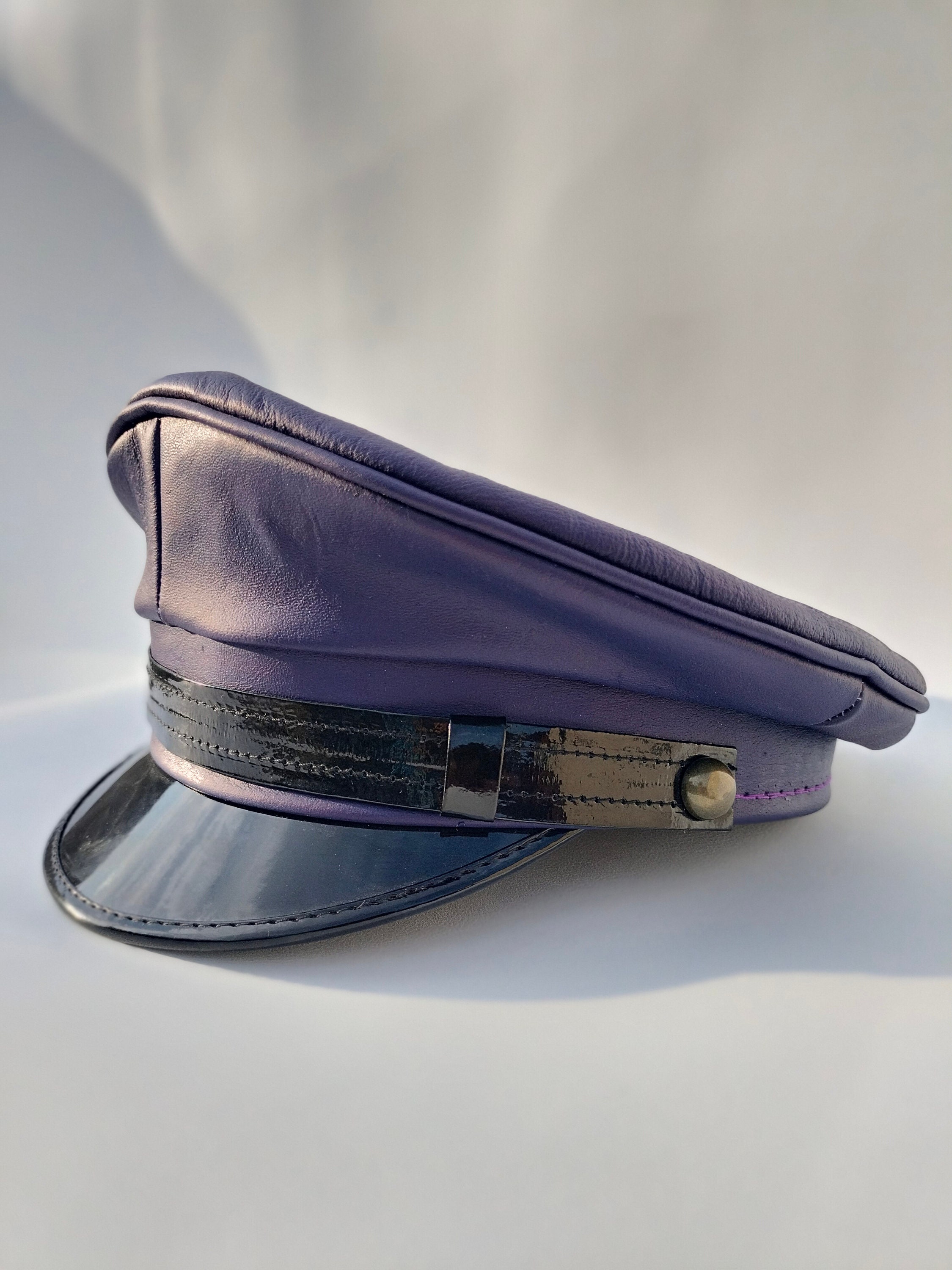 Handmade Muir Cap in Genuine Soft Leather/ Purple Color Army Muir Cap ...