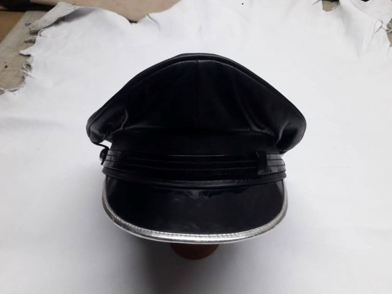 Muir Cap in Genuine Soft Leather/ Black Color Army Muir Cap/ Officer's ...