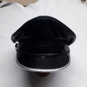 Muir Cap in Genuine Soft Leather/ Black Color Army Muir Cap/ Officer's ...
