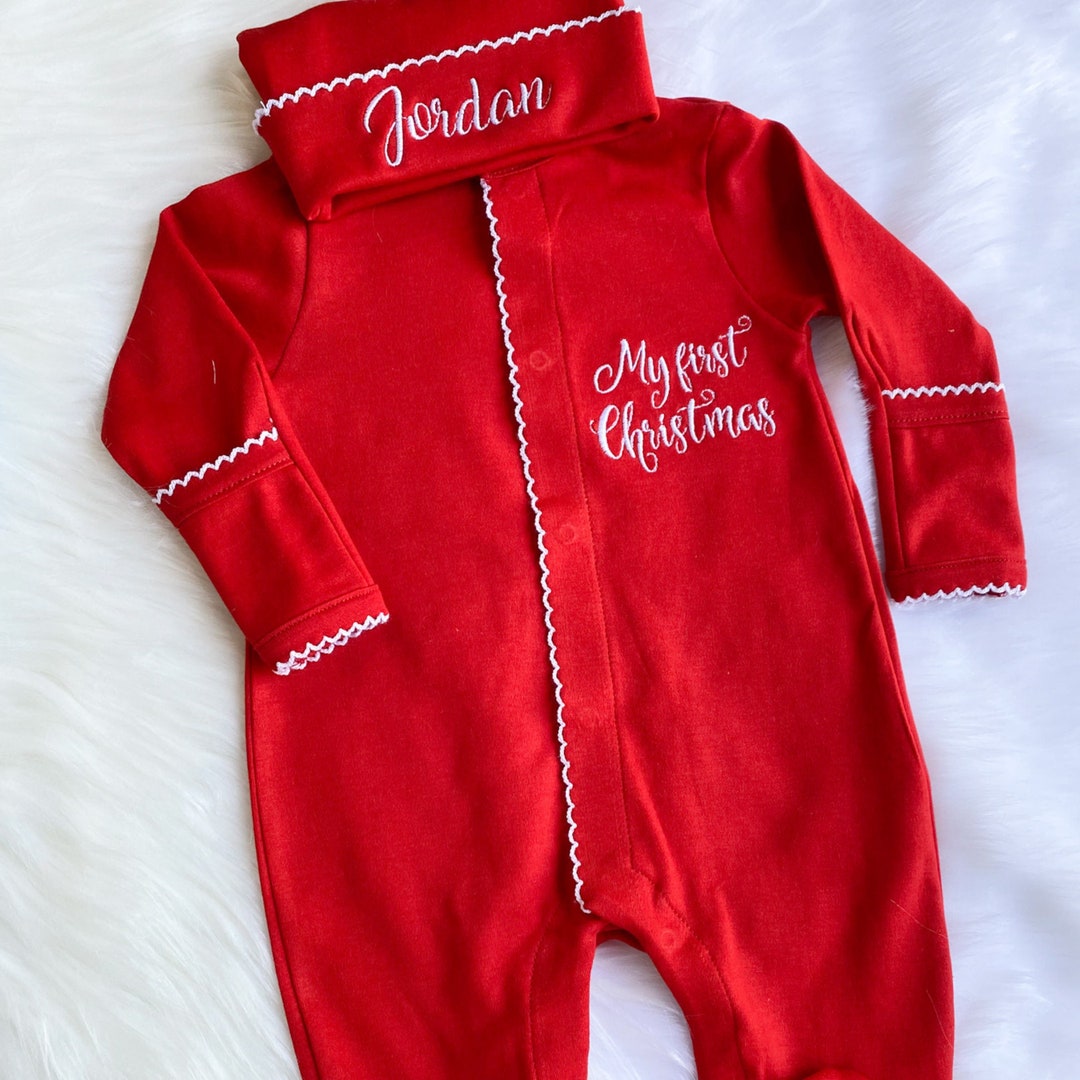 Red Christmas Baby Outfit, Neutral Red Coming Home Outfit With Custom ...